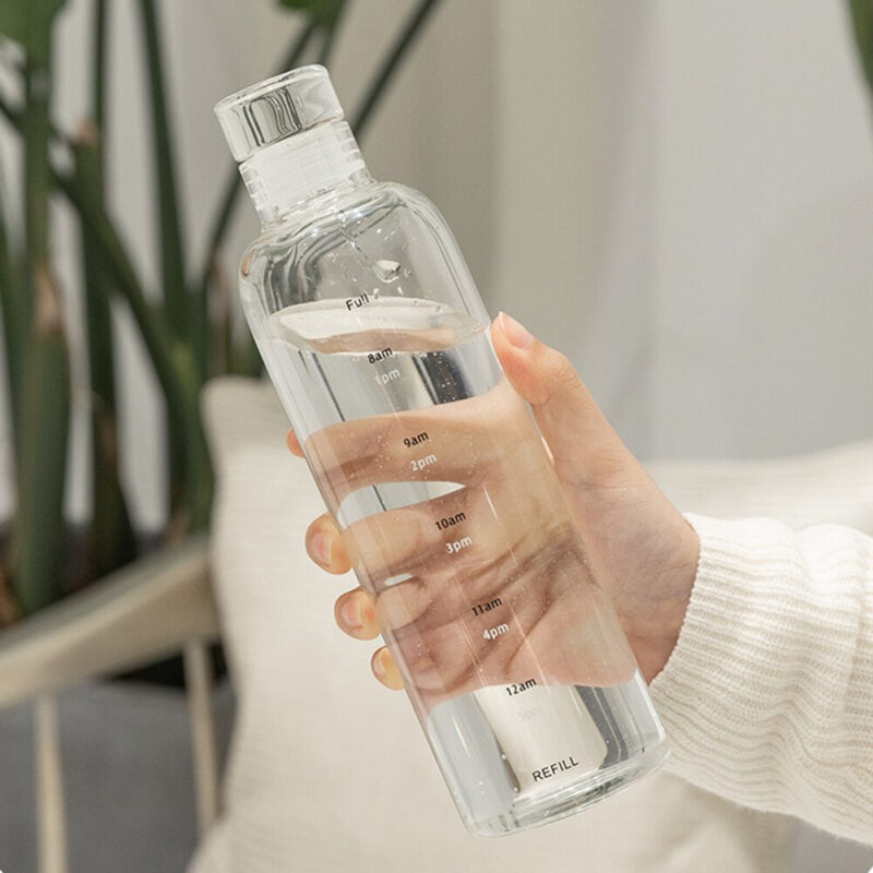 Acrylic Water Bottle with Hours Scale to Motivate Water Drinking – www ...